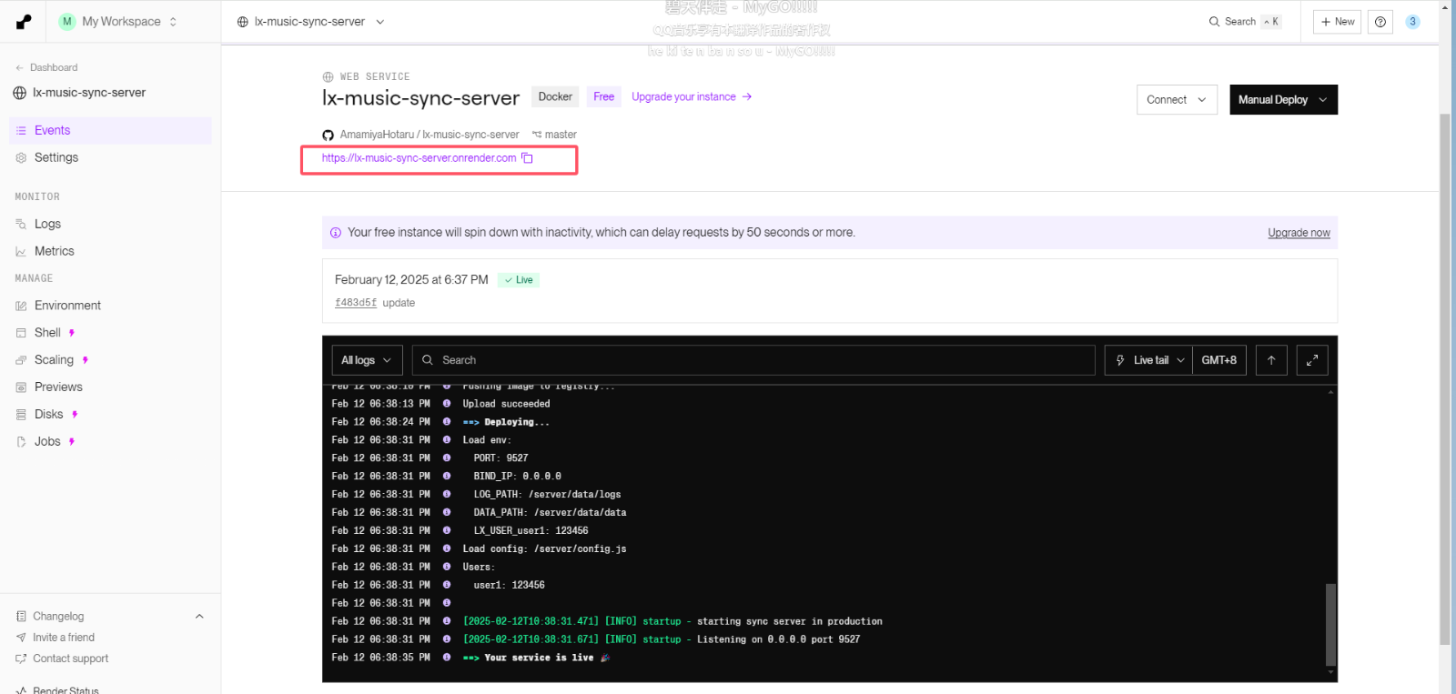 使用Render 免费部署洛雪音乐数据同步服务|Eunie